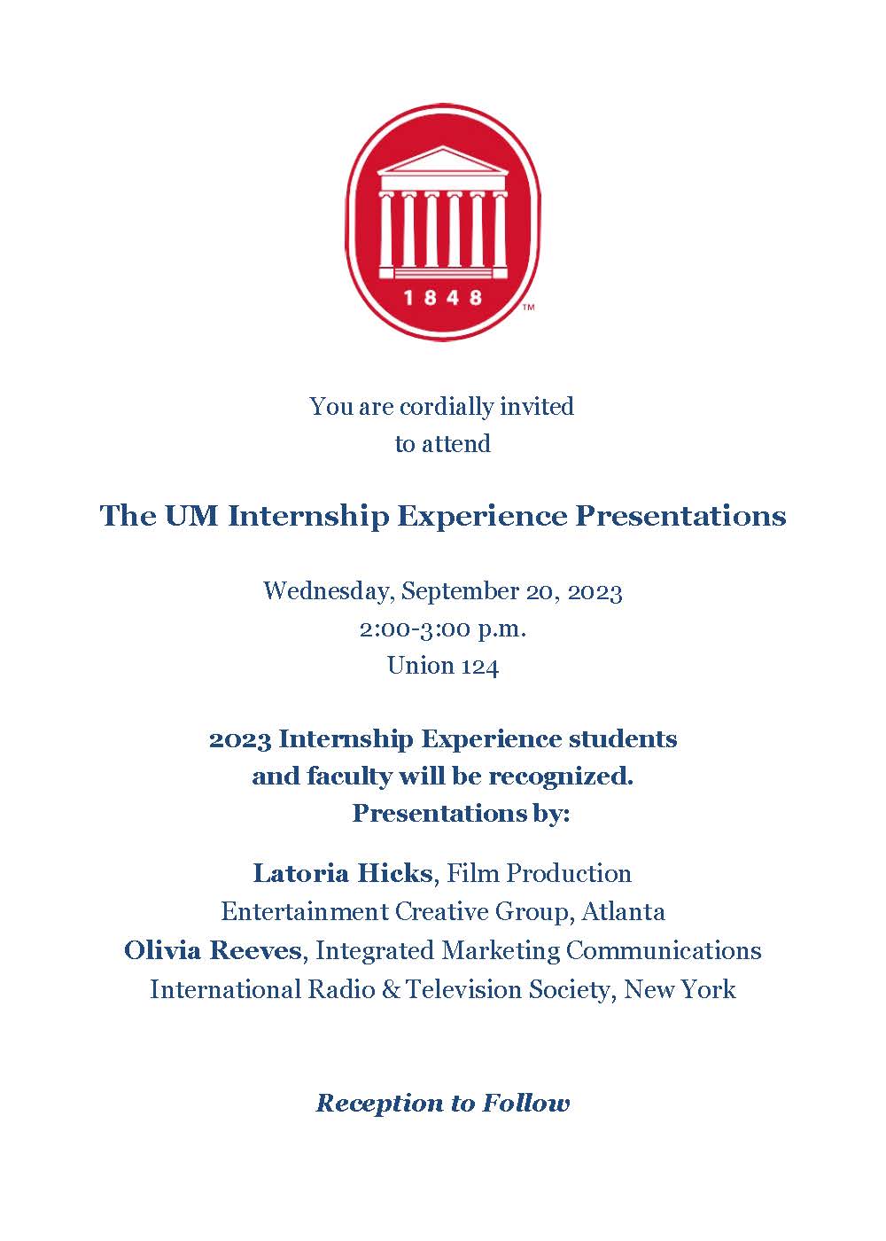 Join us for UM Internship Experience Presentations