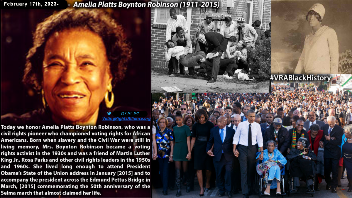 Today, we honor Amelia Platts Boynton Robinson #VRABlackHistory