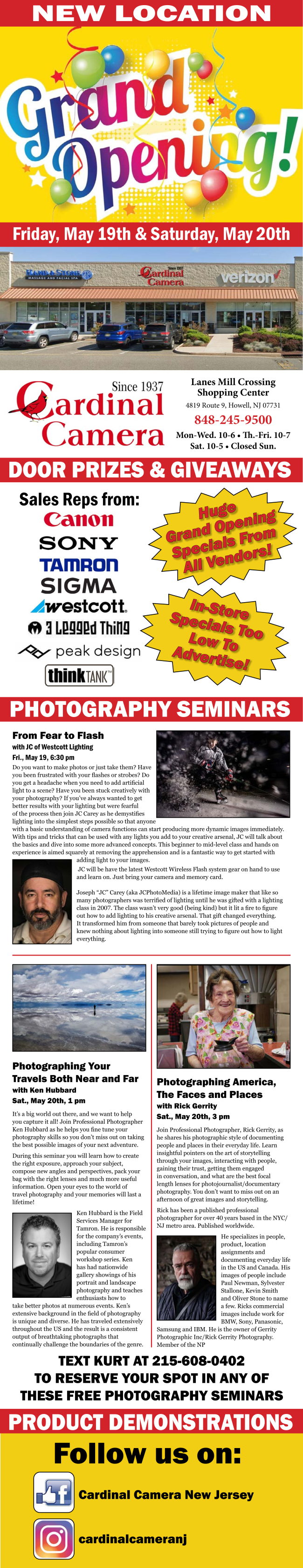 Cardinal Camera New Location Grand Opening