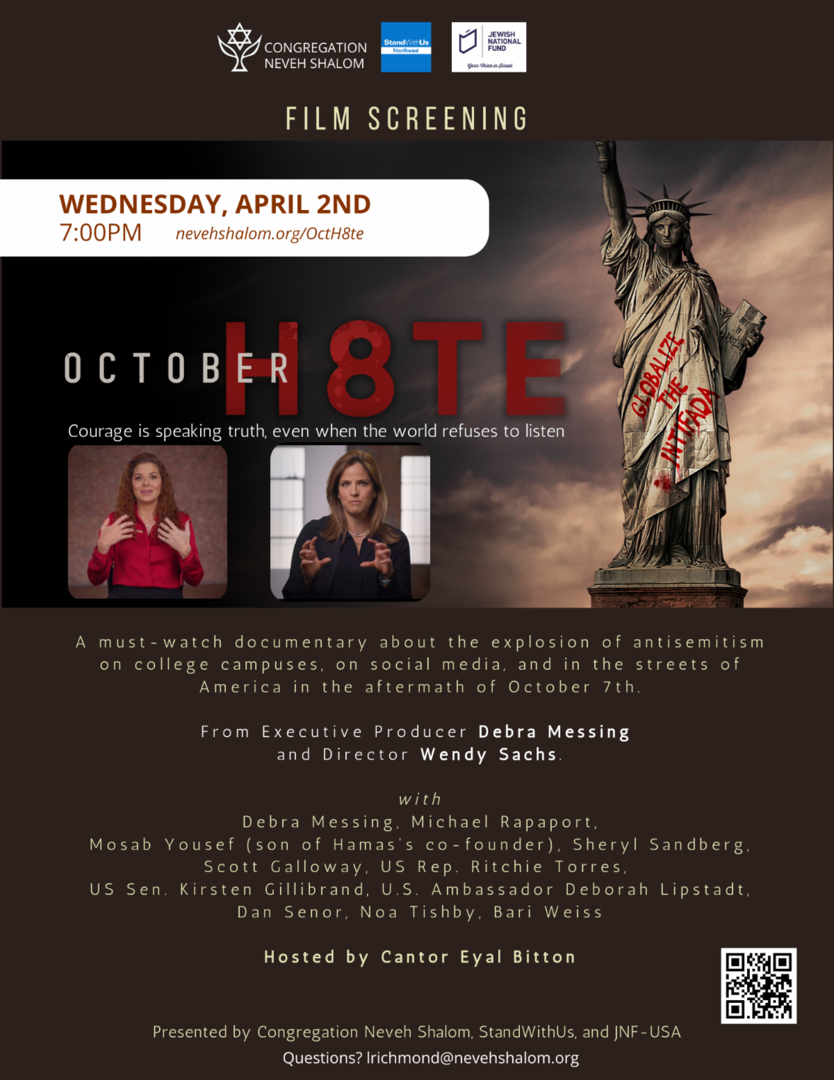 Film-screening: October H8te - Hosted by Cantor Eyal Bitton