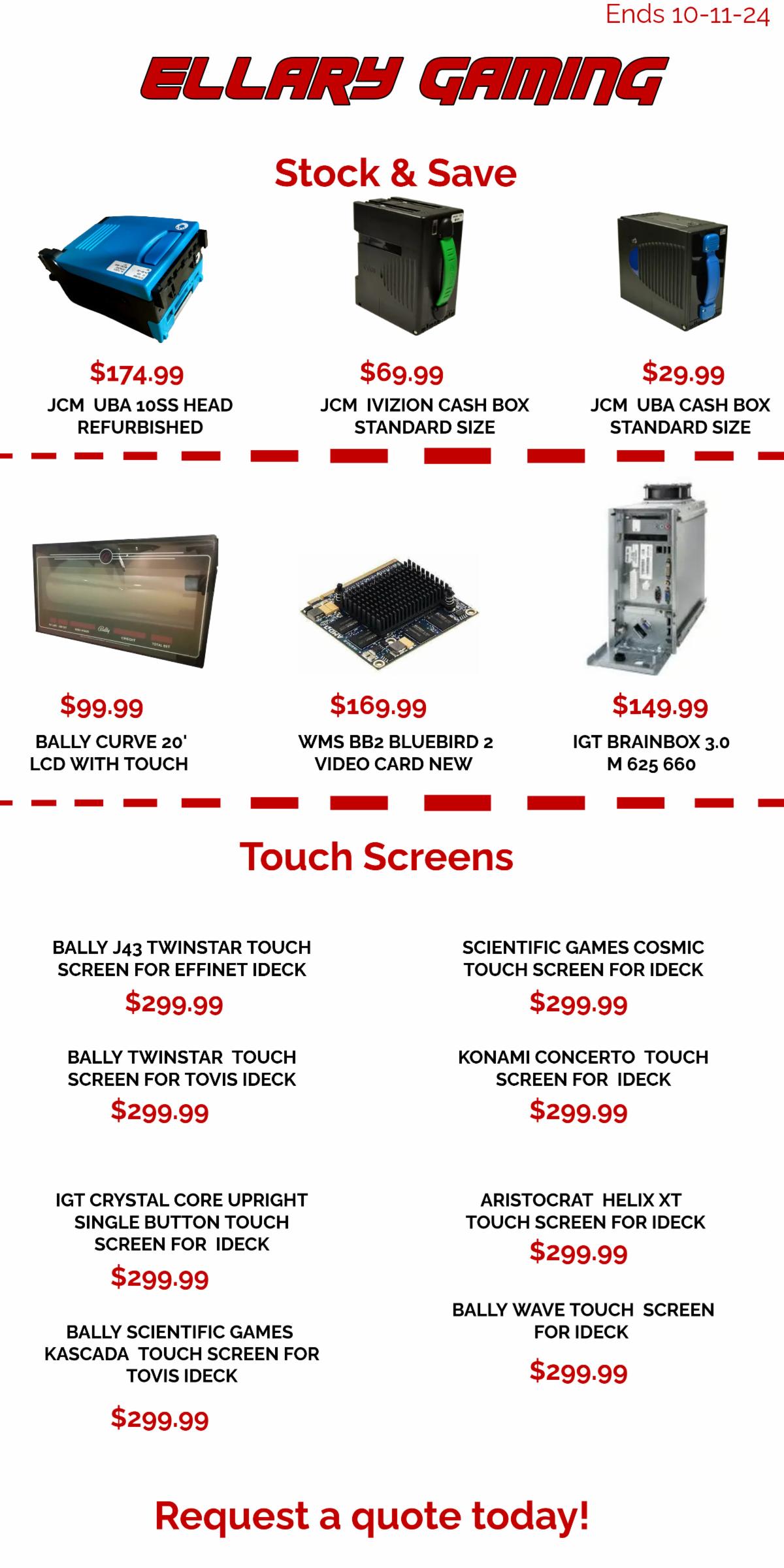 Slot Machine Parts Sale On Select Items Including Touch Sensors