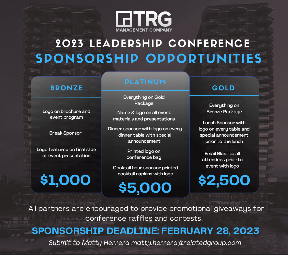 New 2023 TRG Leadership Conference Sponsorship Opportunities!