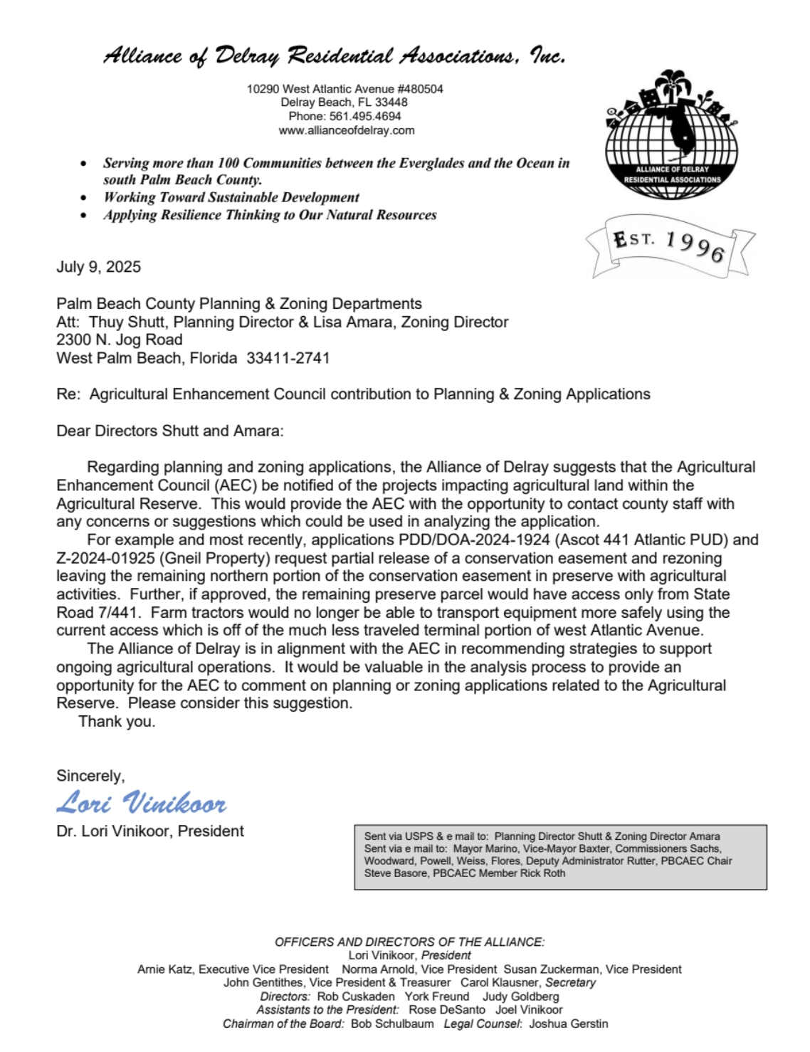 From Maria Sachs, Palm Beach County Commissioner, District 5