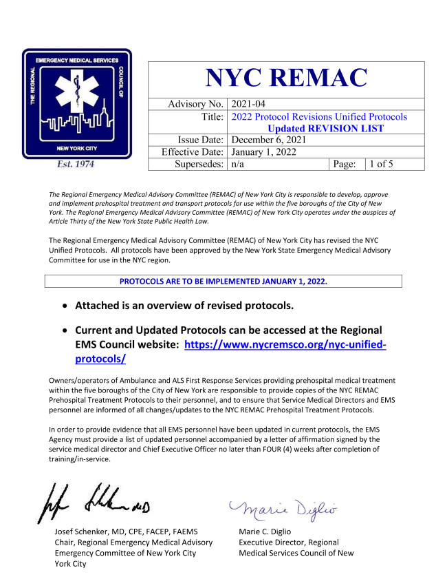 Team Member, DUE SOON!! - Mandatory NYC REMAC Protocol Update