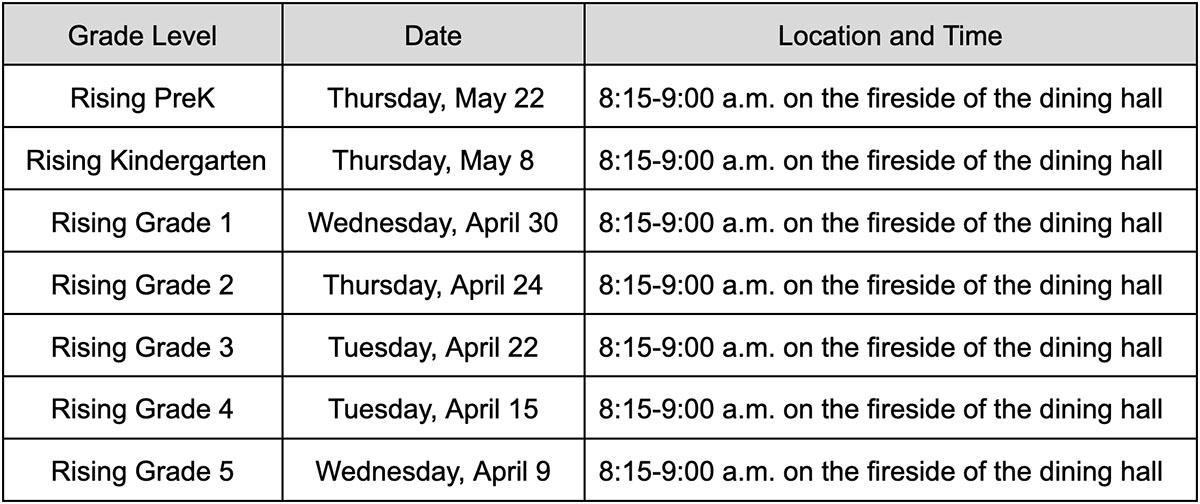 Lower School Spring Break Letter