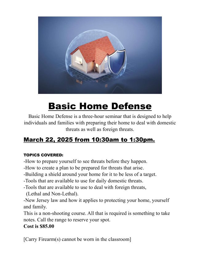 Basic Home Defense Class March 22