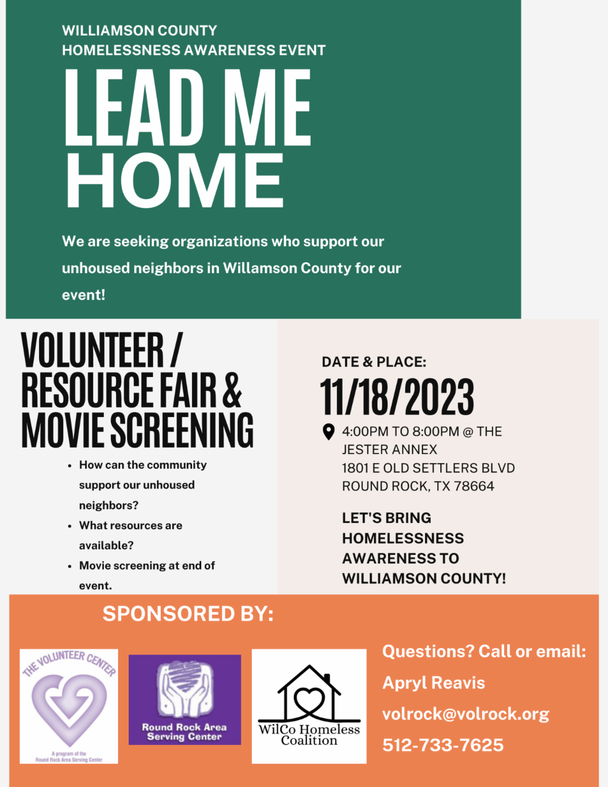 Sign up for our Homelessness Awareness Event & Volunteer/Resource Fair!