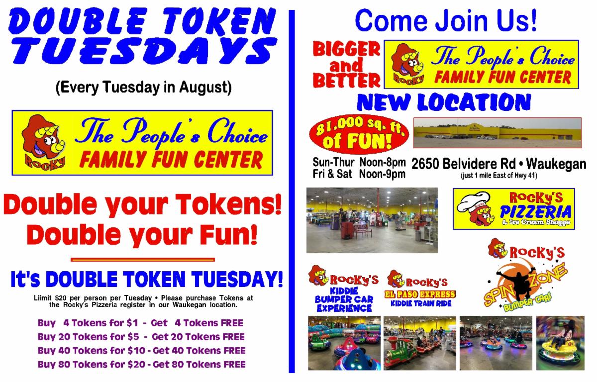 Double Tokens Every Tuesday in August