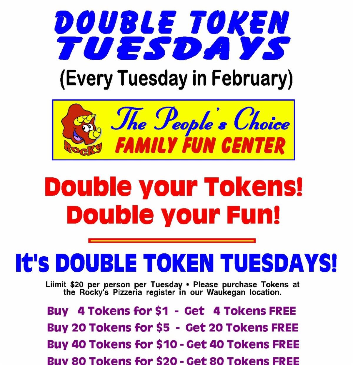 3 more Double Token Tuesdays in February