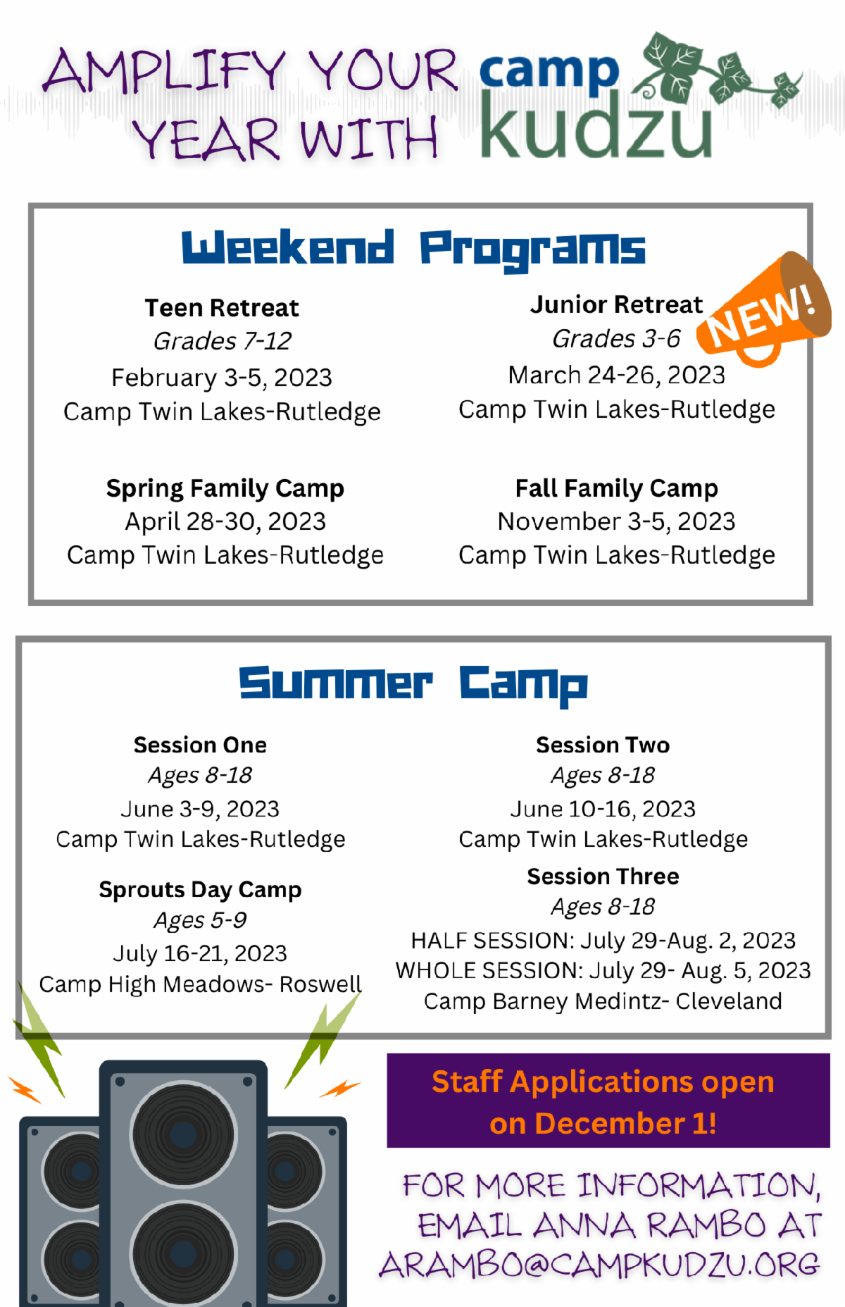 Pencil In Camp Kudzu on your Calendar!