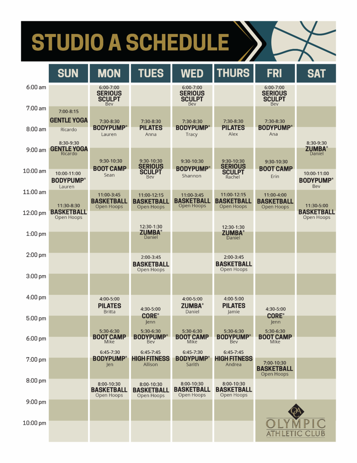 November 2024 Classes Schedules