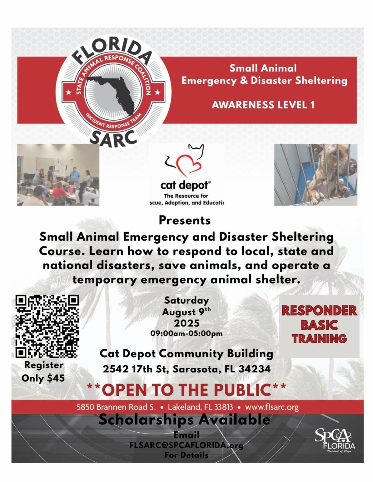 Small Animal Disaster and Emergency Sheltering - Level 1 Sarasota County