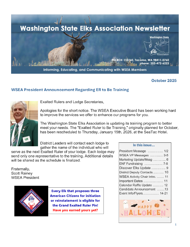 Elks Member your Elks Newsletter is Here