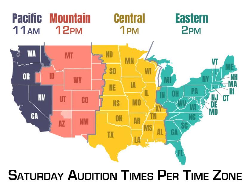 AUDITION 1 HOUR ALERT: Be Sure to Log In 15 Min Early