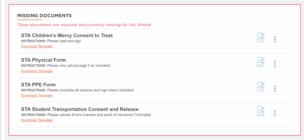 Fall Sports - Action Required