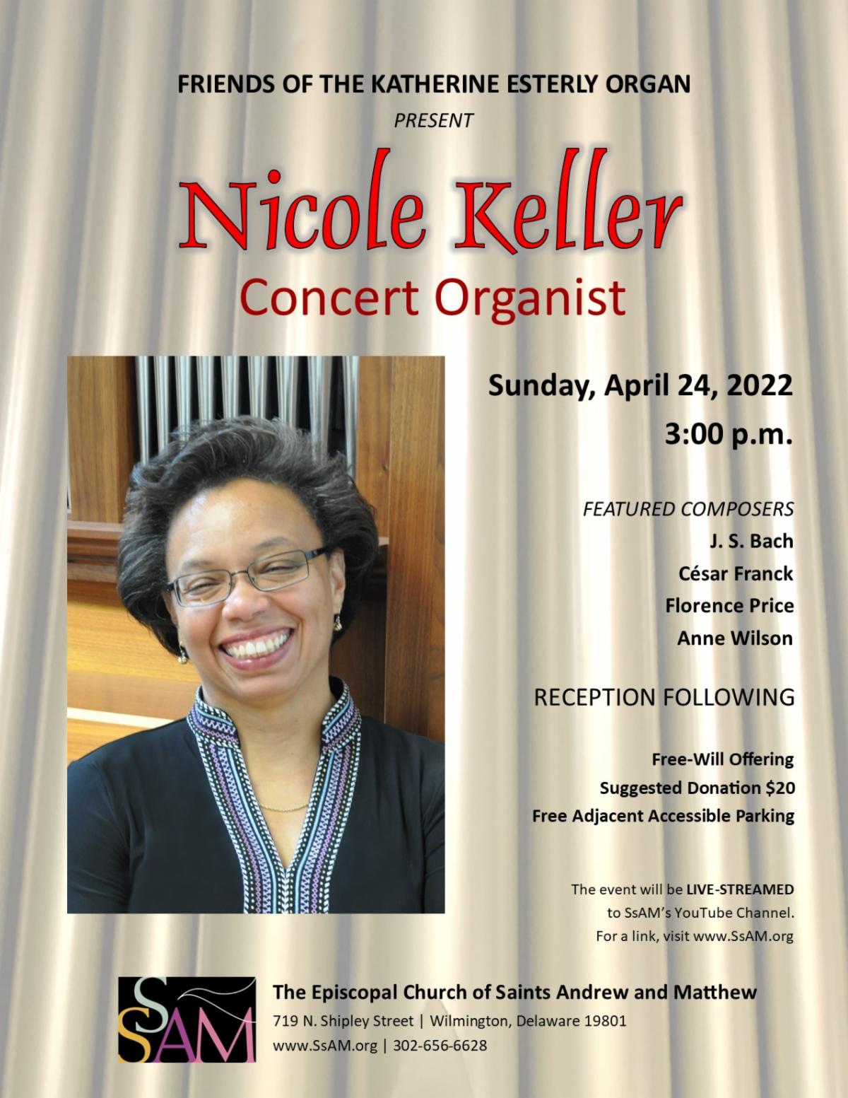 Nicole Keller, Concert Organist featured at SsAM on Sunday, April 24 at ...