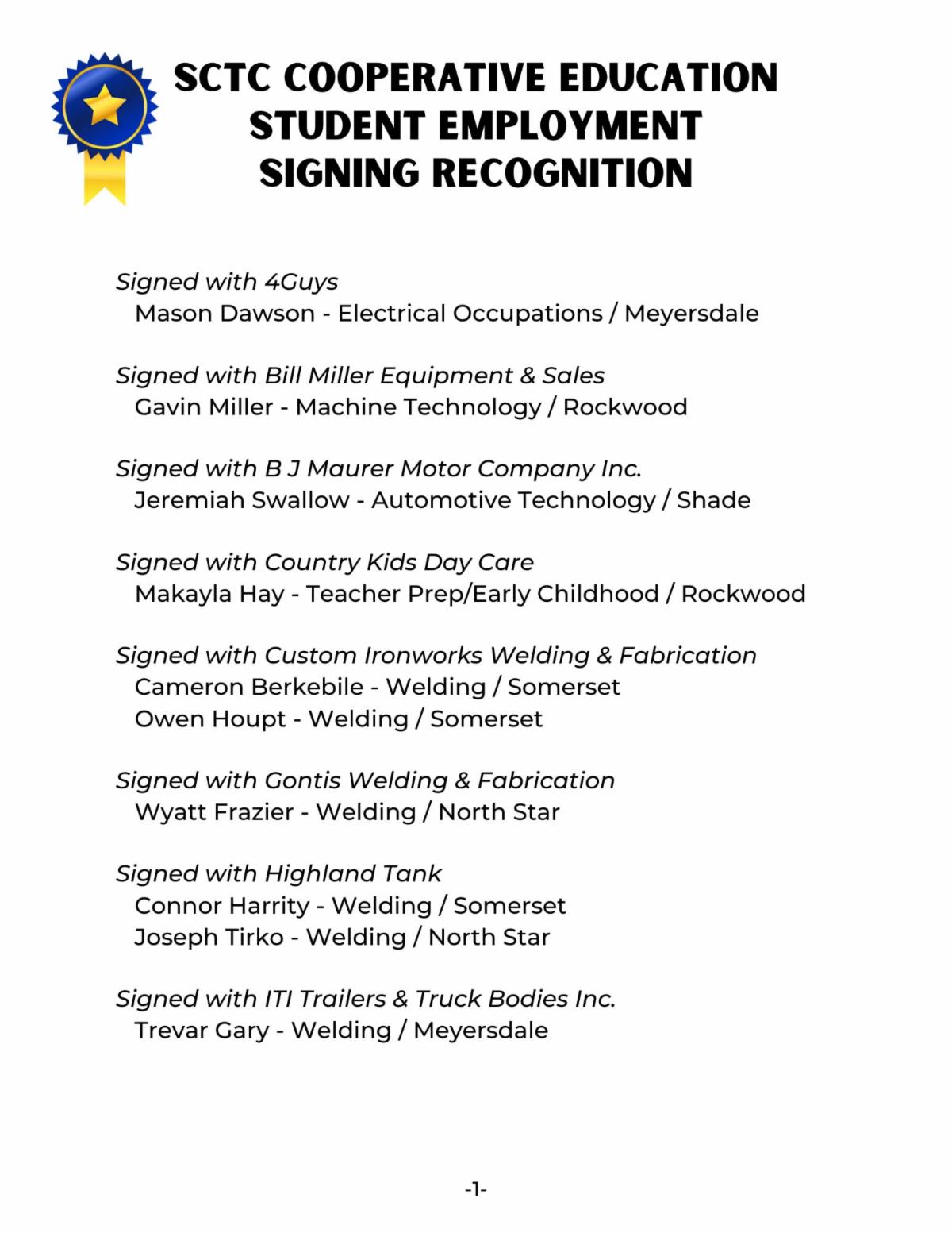 SCTC Excellence Report - End of 2023-24 School Year