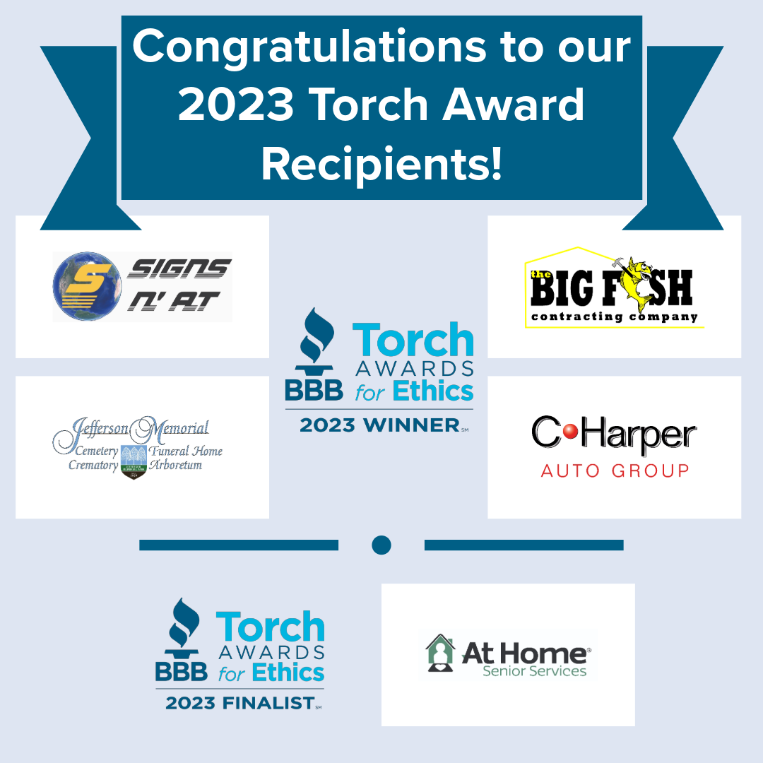 Torch Award Recognition, Post-Holiday Sales Tactics and BBB Impostors