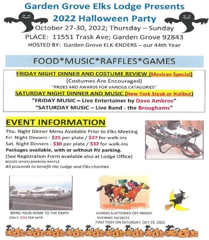 Garden Grove Elks #1952 Weekly Update 10/02/2022