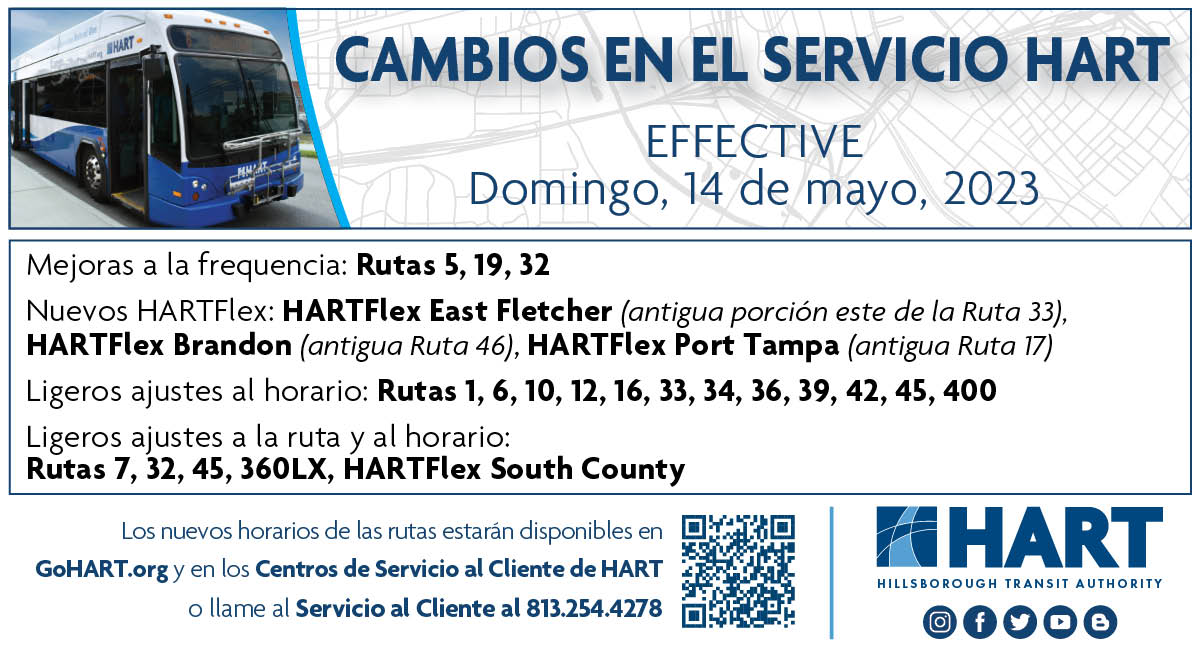 HART to Implement Service Changes on Sunday, May 14, 2023