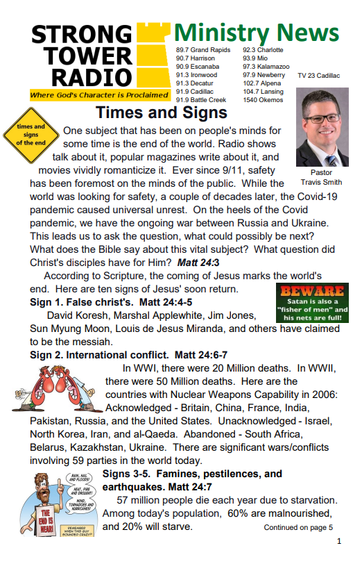 News & Views Sept 1st- Signs of the Times Newsletter Theme