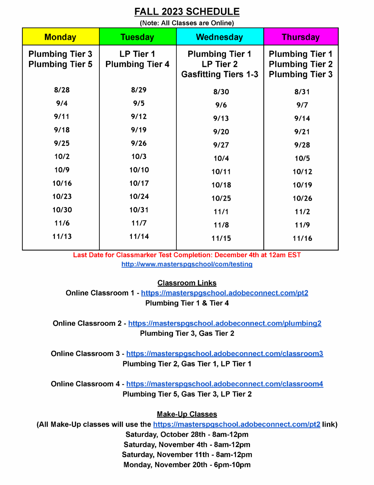 Online Class Information for Students - Fall 2023 Semester