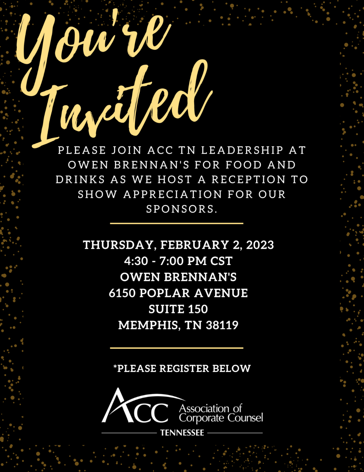 You are invited to ACC TN Sponsor Appreciation Event on Thursday ...