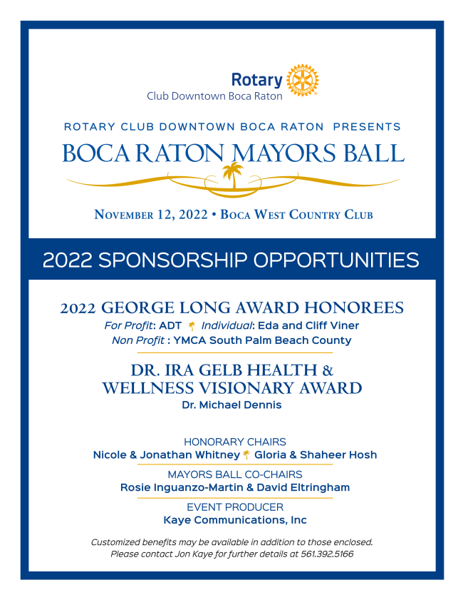 ANNOUNCING 2022 BOCA RATON MAYORS BALL
