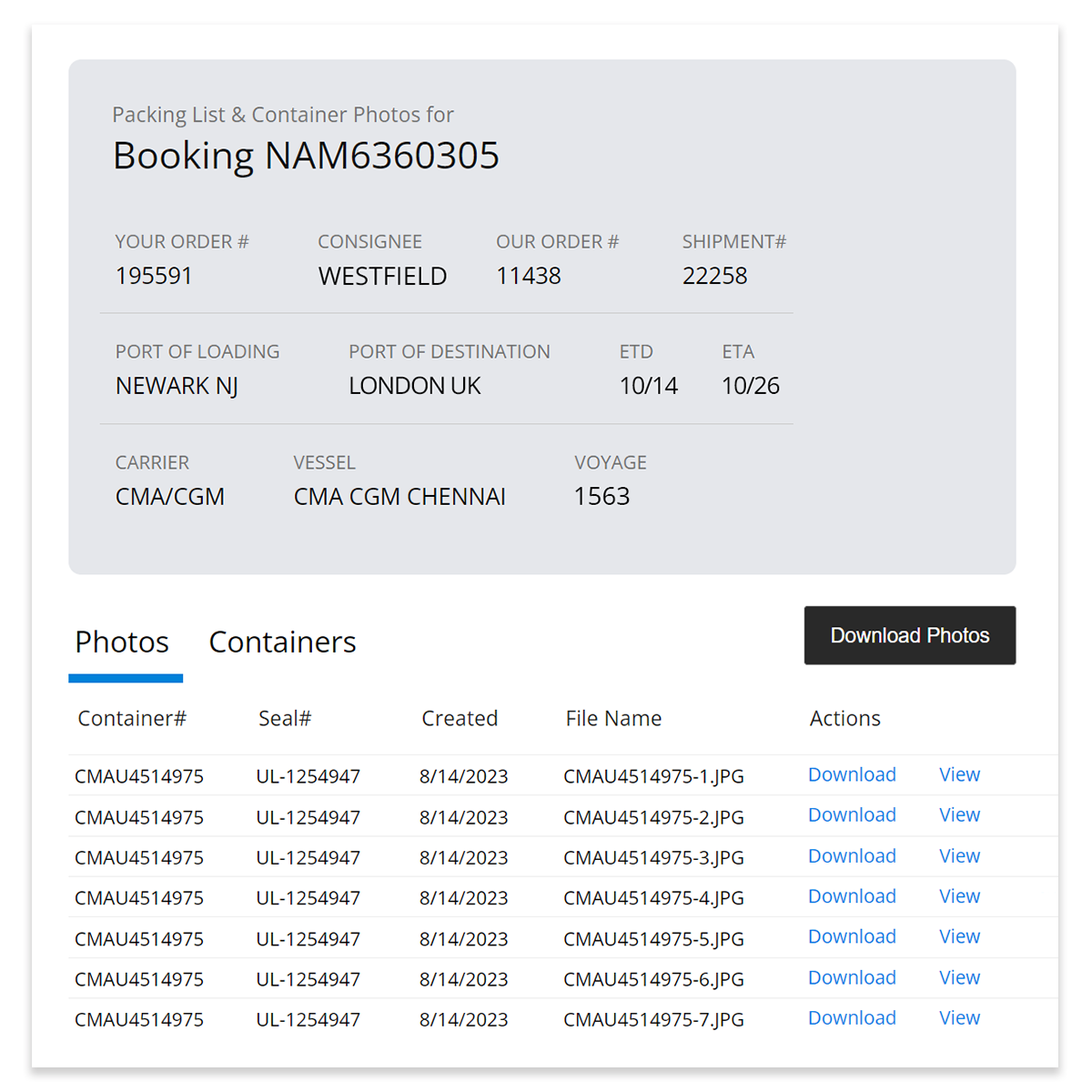 Now you can easily send packing lists and container photos to your customers