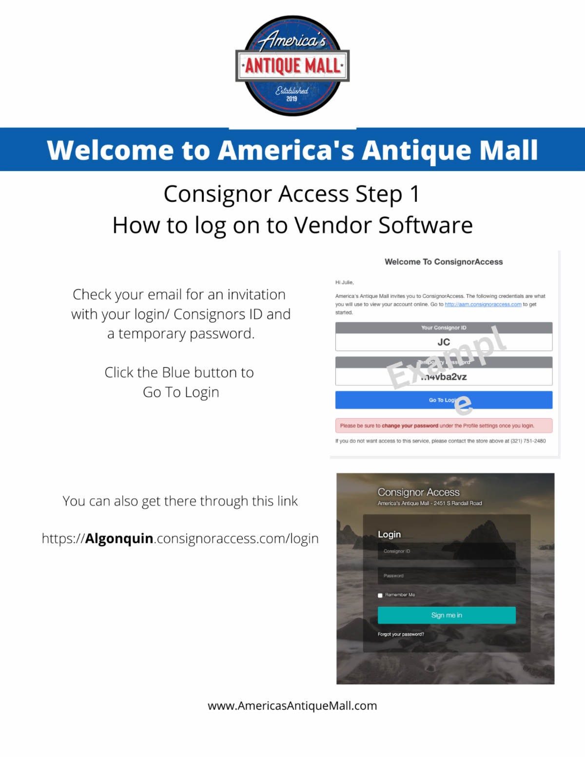 Vendor Consignor Access Information