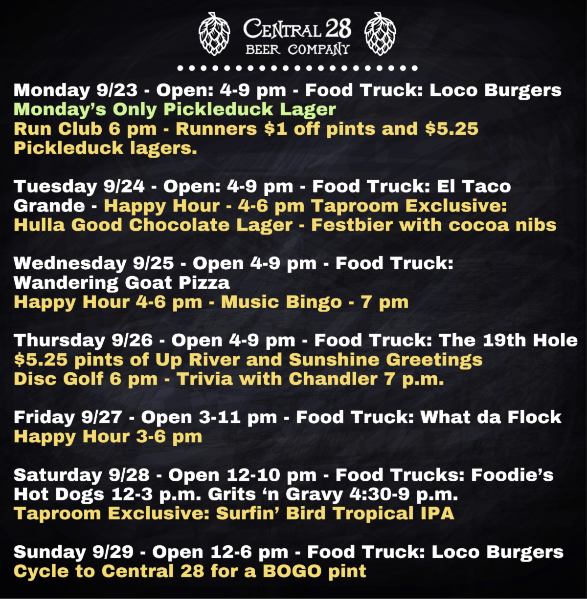 This Week at Central 28 Beer Co.