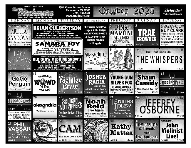 The Birchmere Newsletter - September 30, 2025