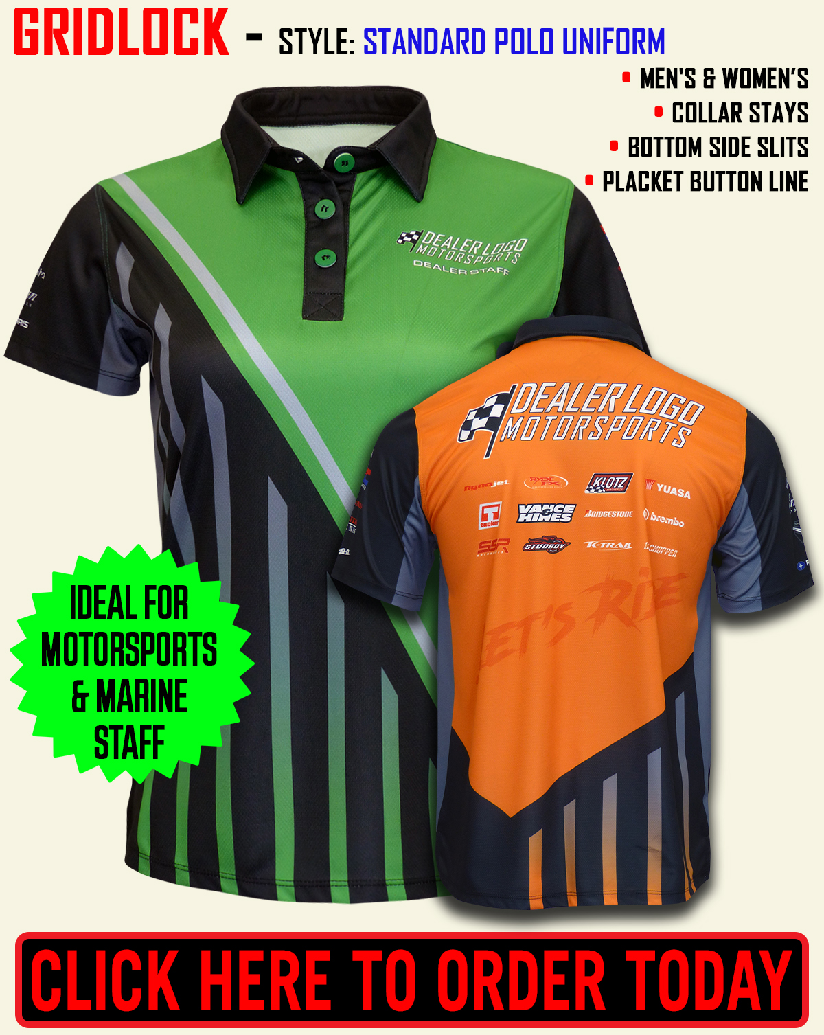 GET YOUR STAFF READY FOR FALL! Our Sublimated Dealer Uniform Designs ...