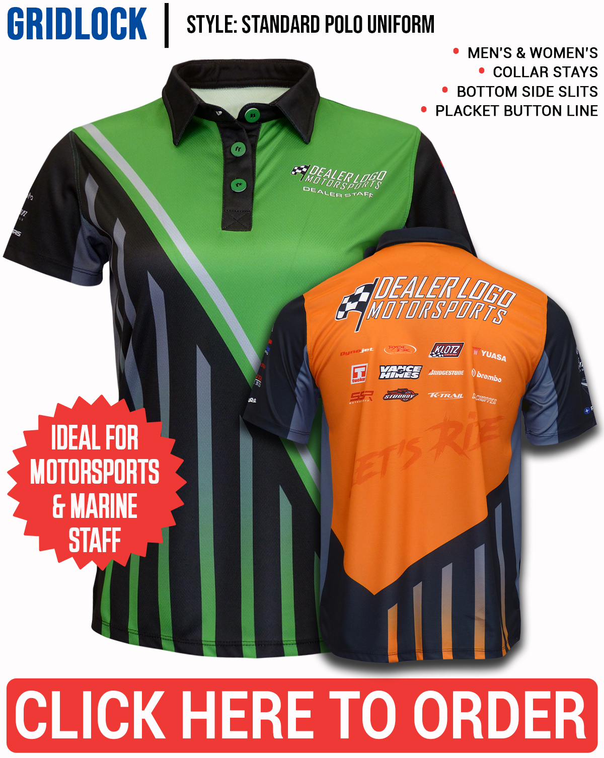 ORIGINAL DESIGNS THAT MAKE AN IMPRESSION! Our Sublimated Dealer Uniform ...