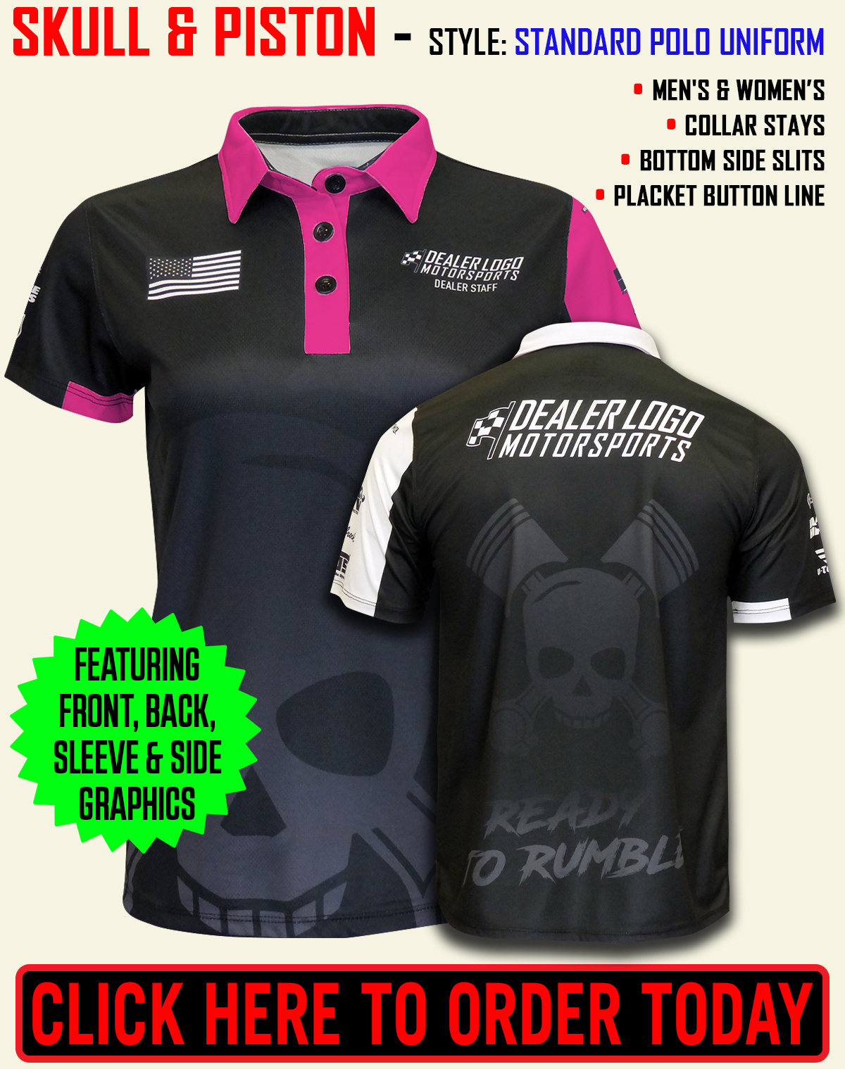GET YOUR STAFF READY FOR FALL! Our Sublimated Dealer Uniform Designs ...
