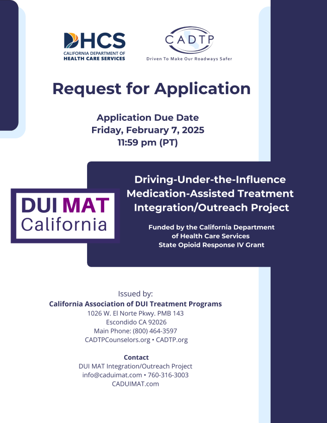 DUI MAT, SOR IV Grant: Informing Webinar