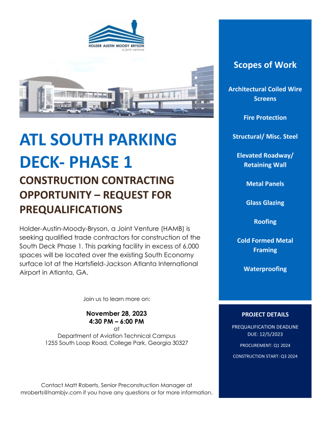 Outreach Session: HAMB, JV - ATL South Parking Deck - Phase 1 ...