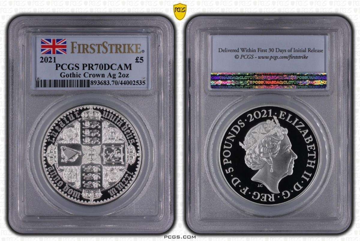 2021 Great Engravers Gothic Crown £5 Silver Proof 2oz Coin PCGS PR70 ...