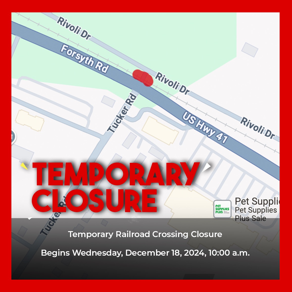 Temporary closure of railroad crossing