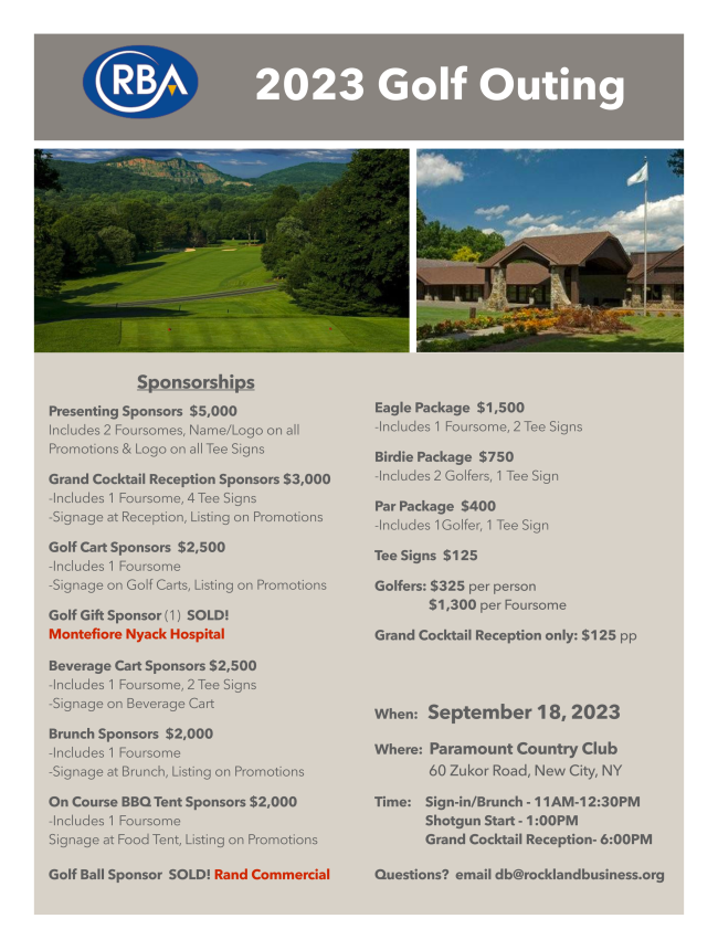 RBA Golf Outing at Paramount Country Club Sept 18th