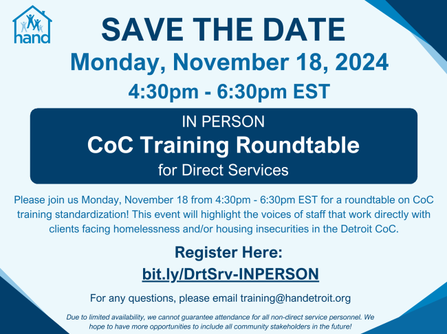 Reminder: CoC Training Standardization