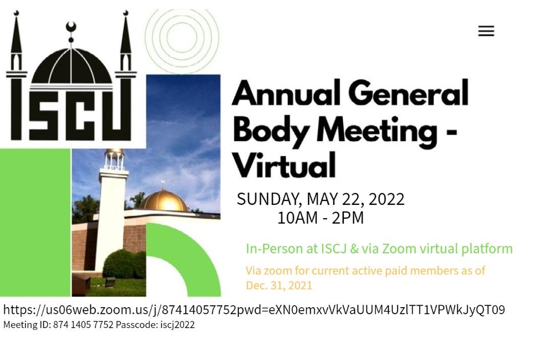 ISCJ Annual Report and AGBM Details Sunday May 22