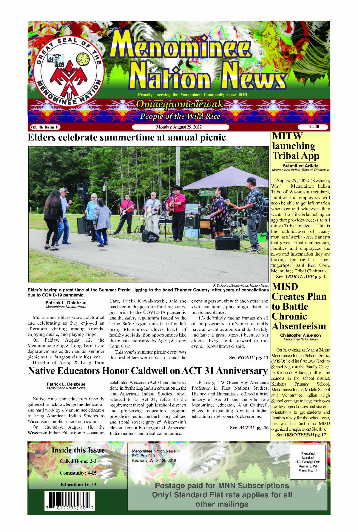 Posoh Friend, here's the latest Menominee Nation e-News-August 29, 2022