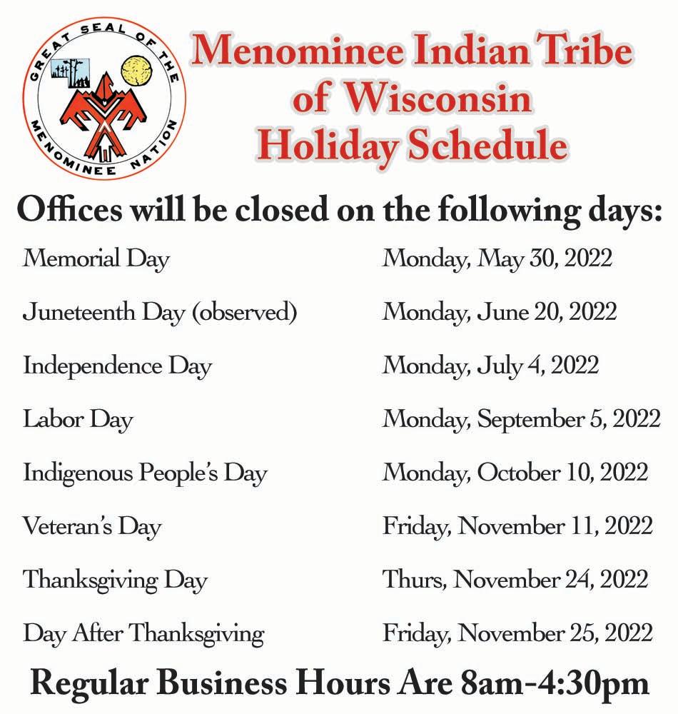 Hi Friend, here's the latest Menominee Nation e-News-May 23, 2022