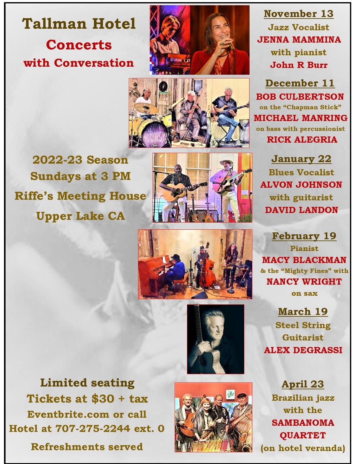 Tallman Hotel Announces Concert Series