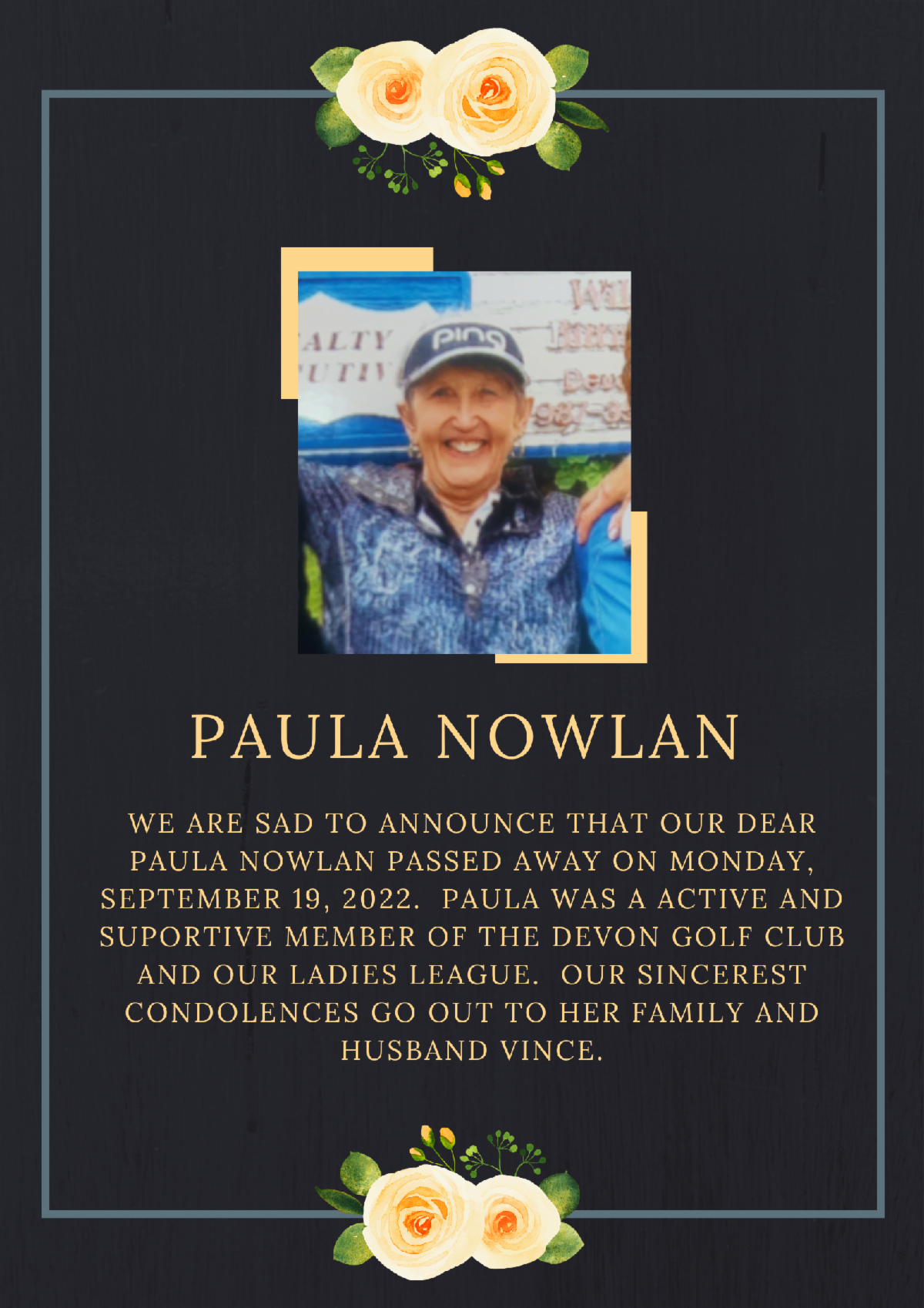 Passing Of Paula Nowlan