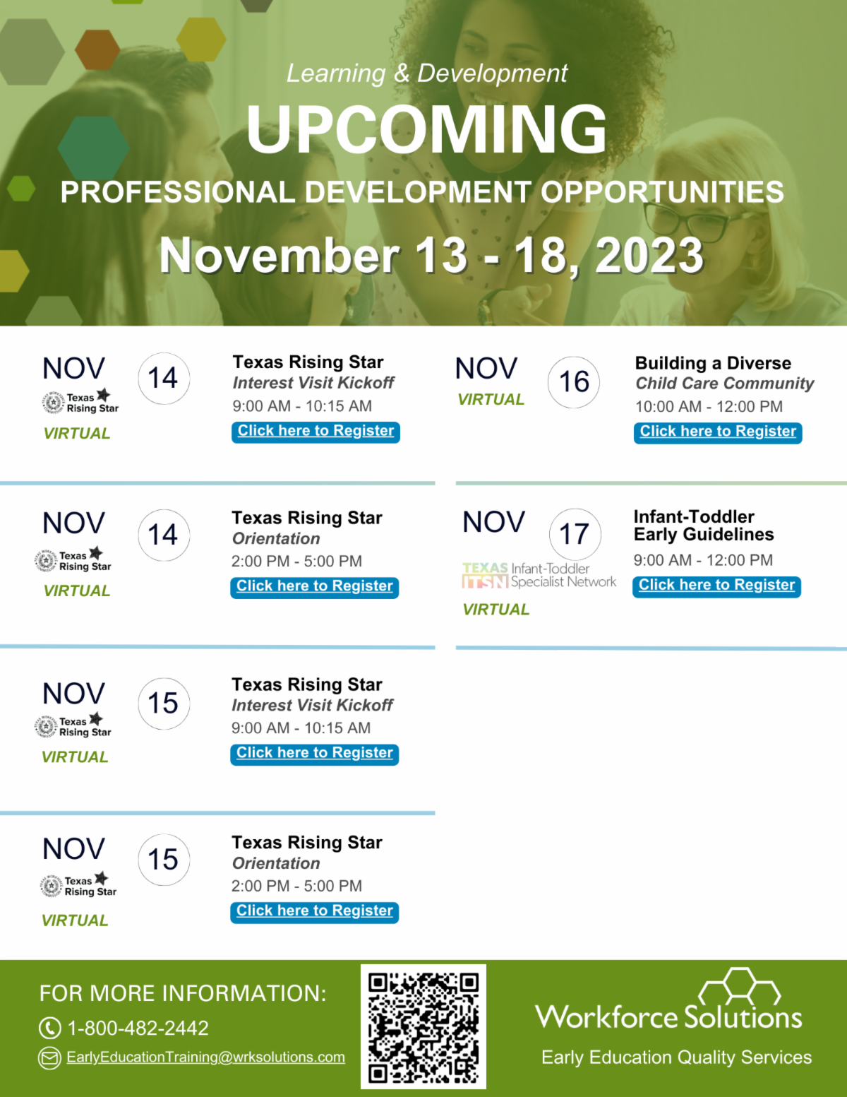 Professional Development and Texas Rising Star upcoming trainings ...