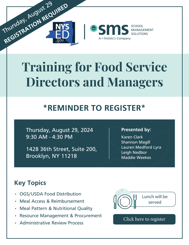 Training for Food Service Directors and Managers