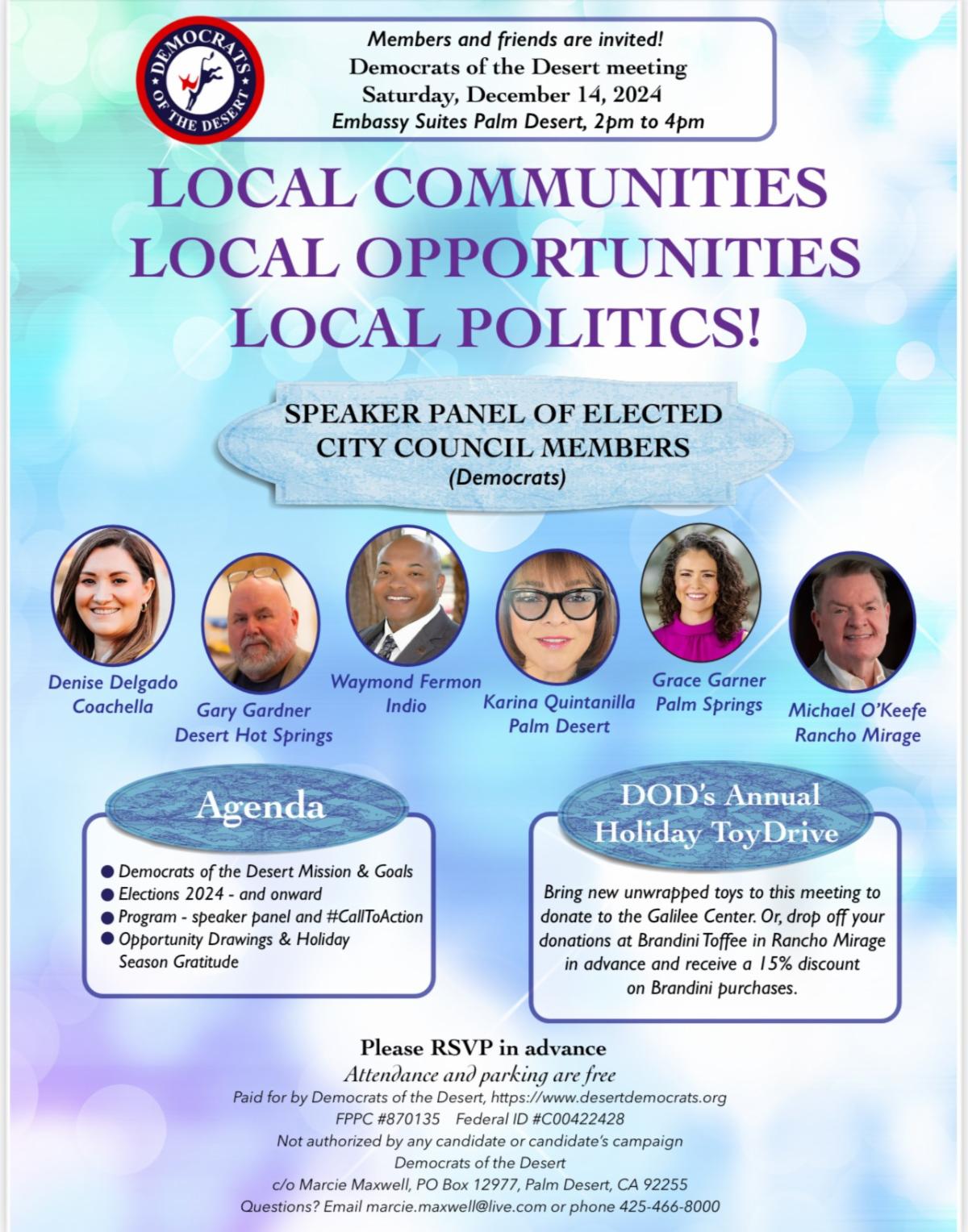 Democrats of the Desert - Dec 14, 2pm - LOCAL COMMUNITIES/OPPORTUNITIES ...