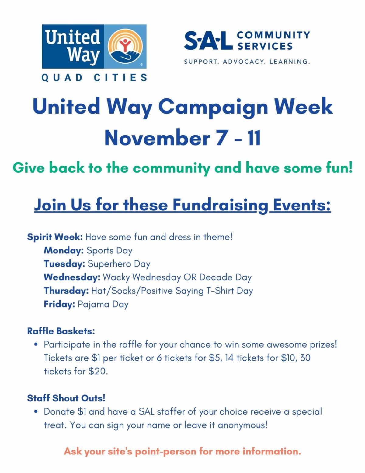 SAL Community Services - United Way Week